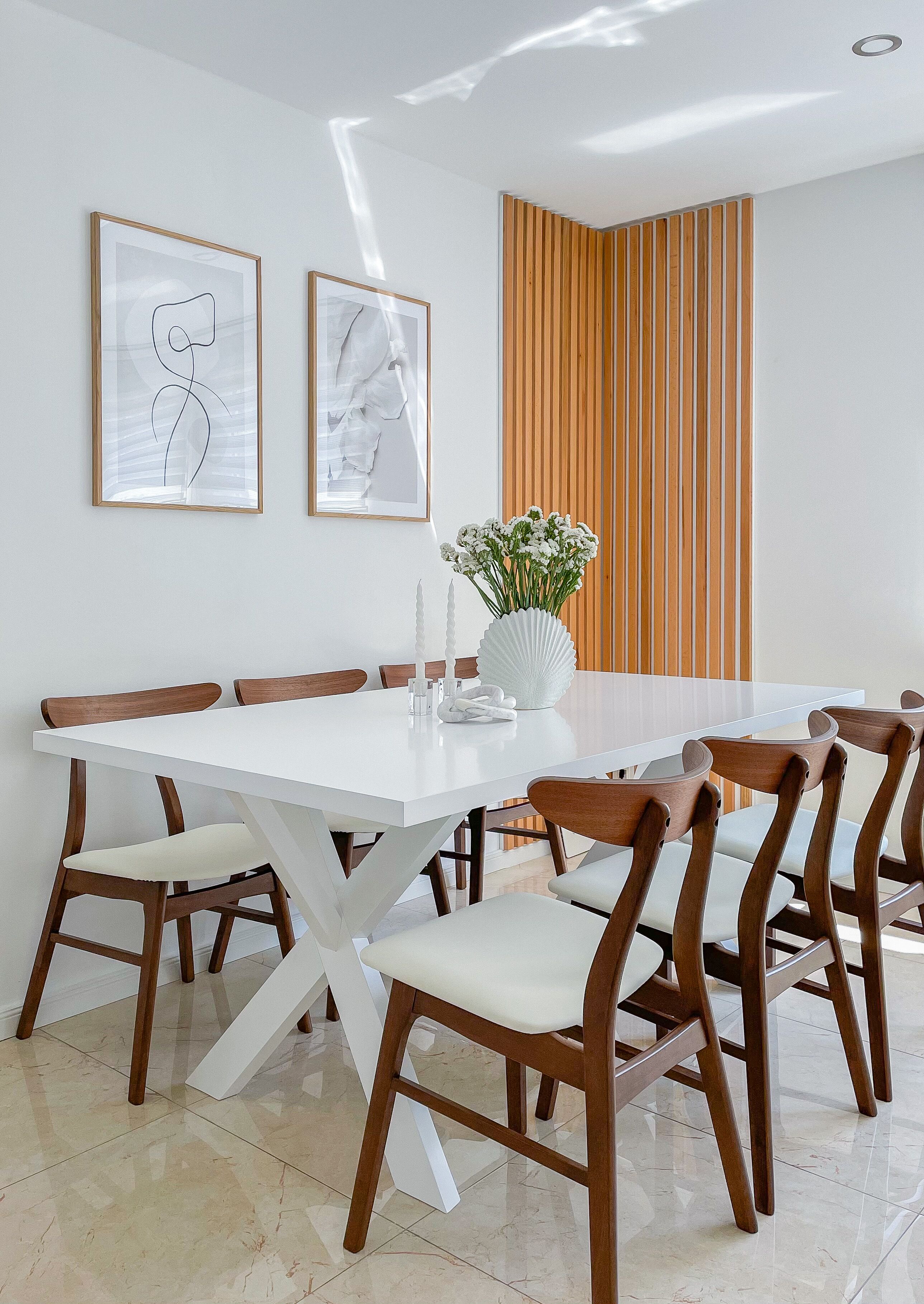 Eetkamerstoel set van 2 hout wit LYNN | Beliani.nl