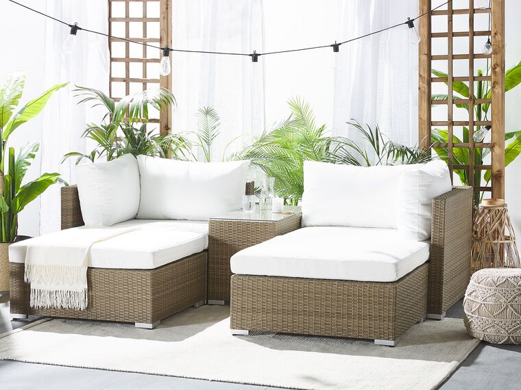 2 Seater PE Rattan Modular Garden Lounge Set Brown NOTO | Beliani.co.uk