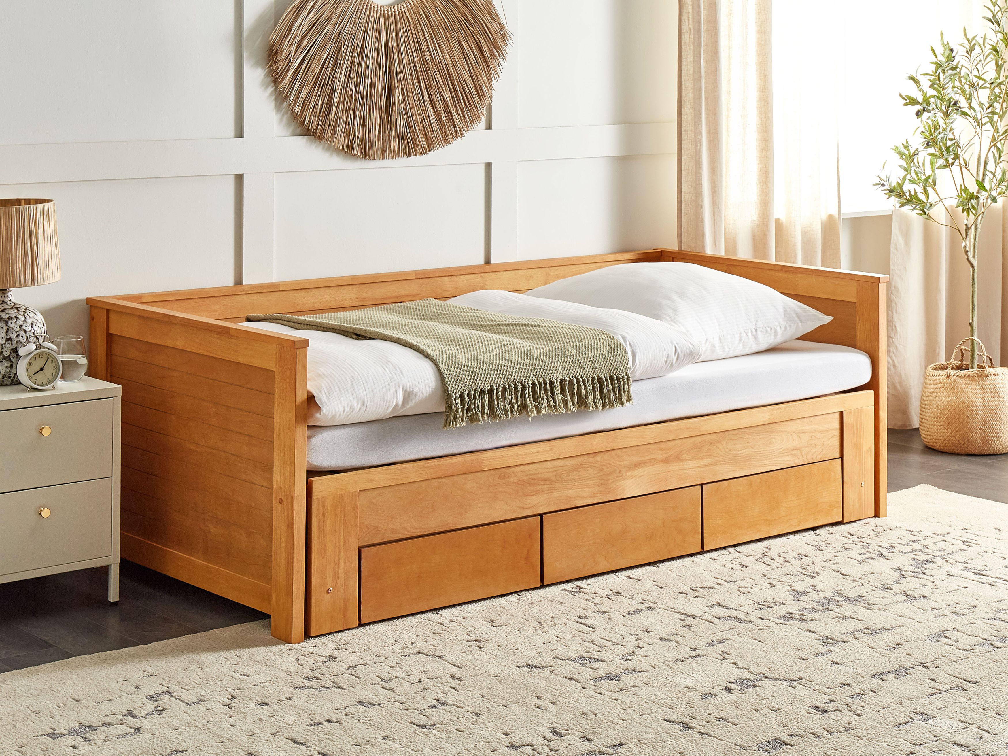 Wooden EU Single to Super King Size Daybed with Storage Light CAHORS ...