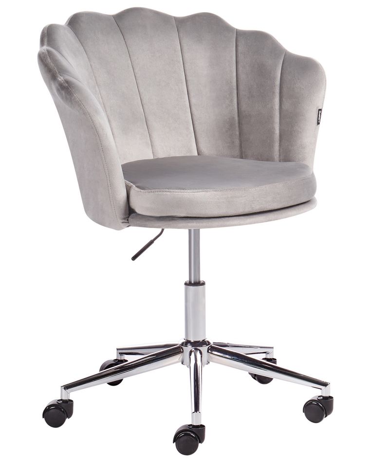 Bürostuhl Samtstoff grau / silber höhenverstellbar MONTICELLO | Beliani.at