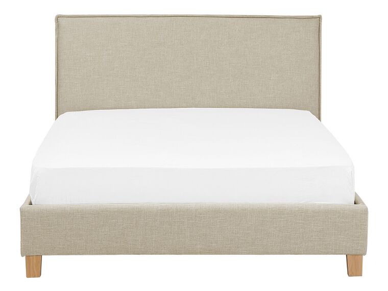 Fabric EU Double Size Bed Beige SENNEZ | Beliani.co.uk