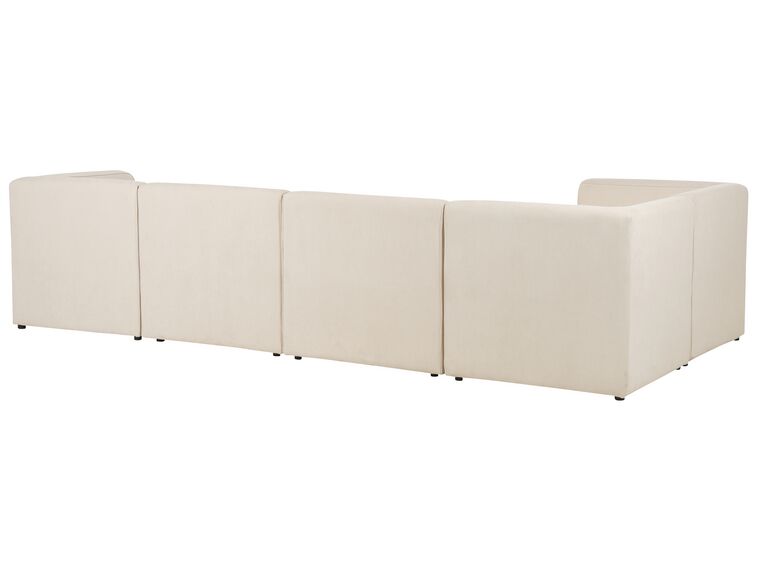 Divano modulare angolare 5 posti velluto a coste beige destra con ...