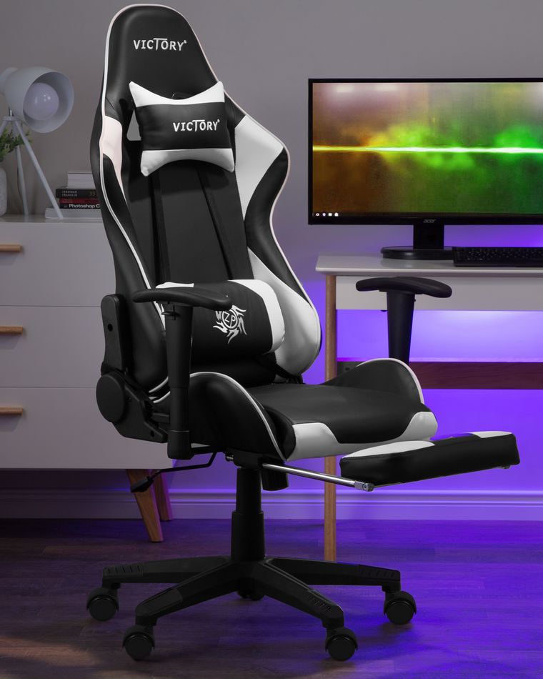 Gaming Chair Black and White VICTORY | Beliani.co.uk