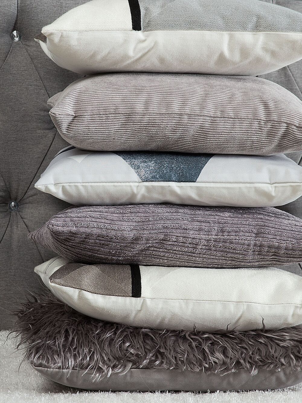 Set di 2 cuscini decorativi con motivo geometrico grigio 45x45 cm ...