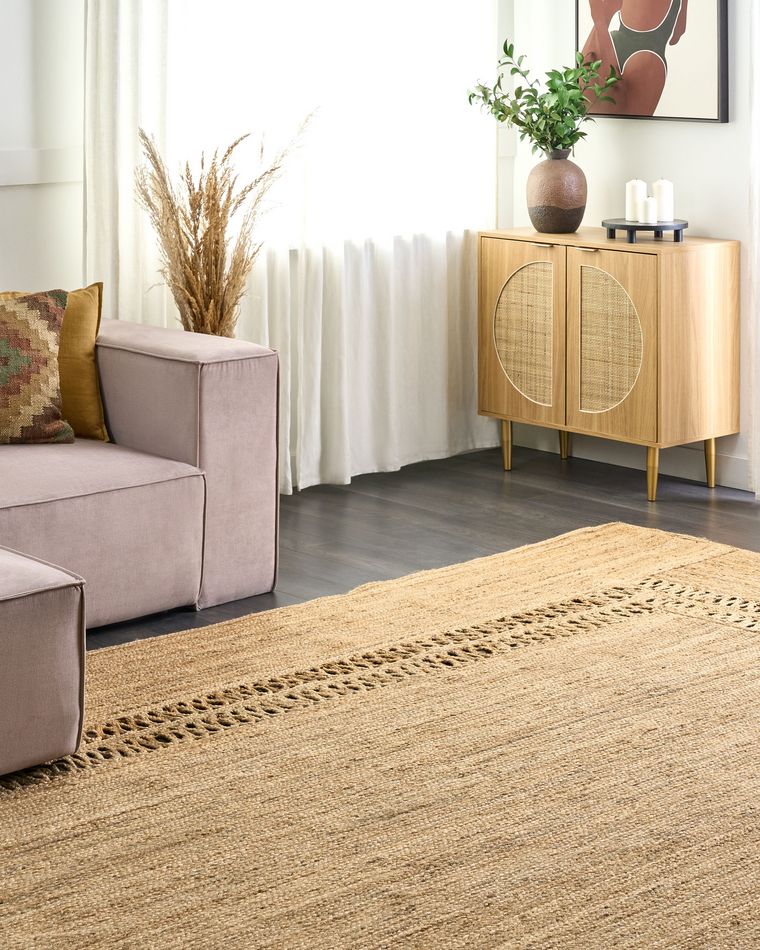 Jute Area Rug 300 x 400 cm Beige YENIKOY | Beliani.co.uk