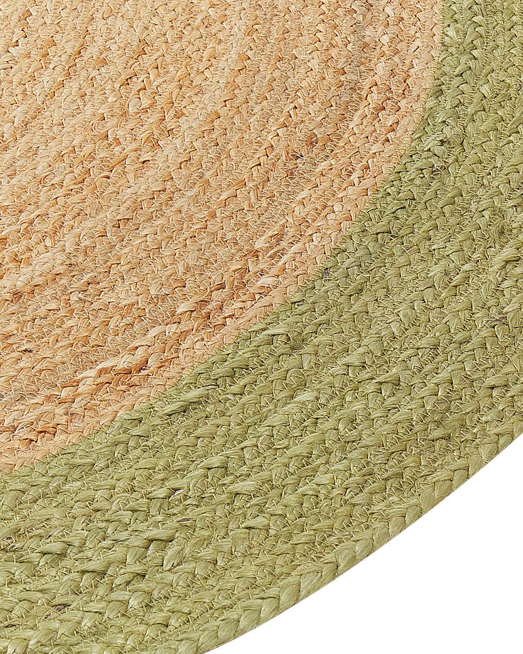 Tappeto iuta crema e verde ø 140 cm YAYALAR | Beliani.it