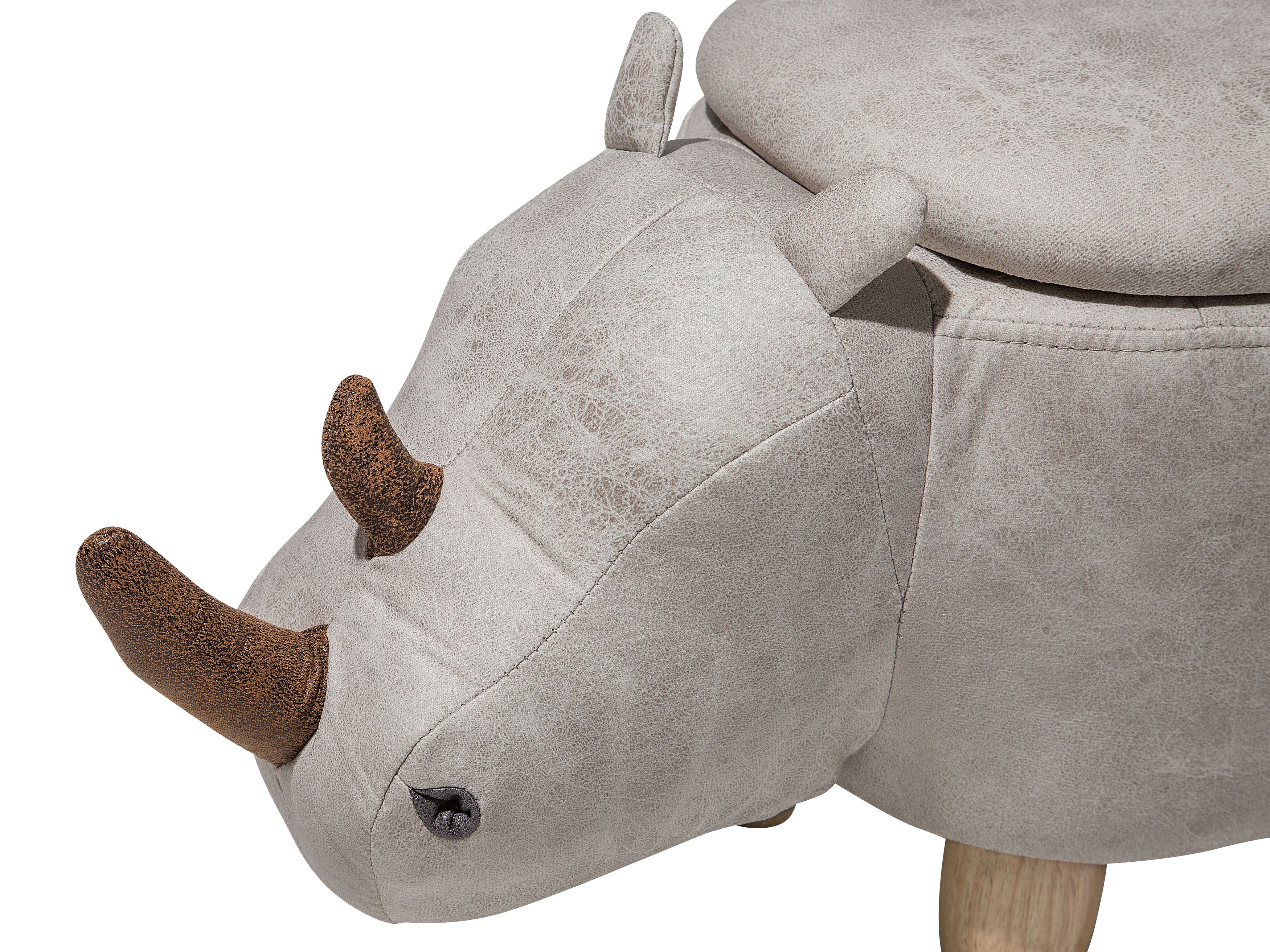 Faux Leather Storage Animal Stool Light Grey RHINO | Beliani.co.uk