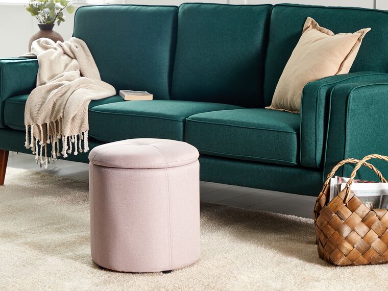 Puff med oppbevaring stoff rosa MARYLAND | Beliani.no