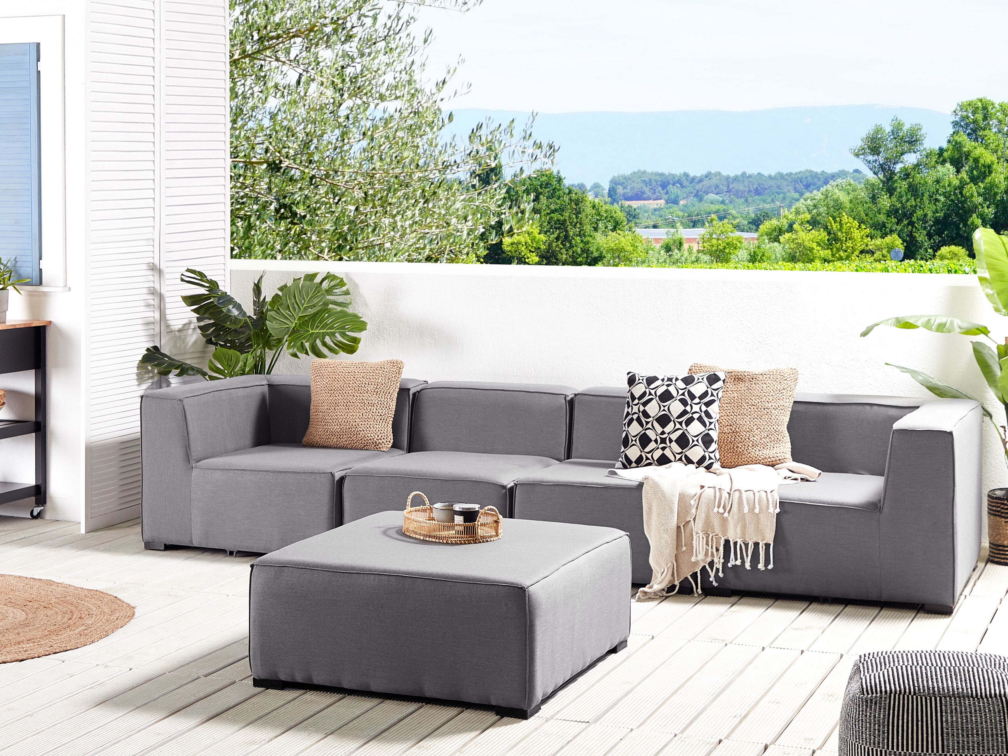 4 Seater Modular Garden Sofa Set Grey AREZZO | Beliani.co.uk