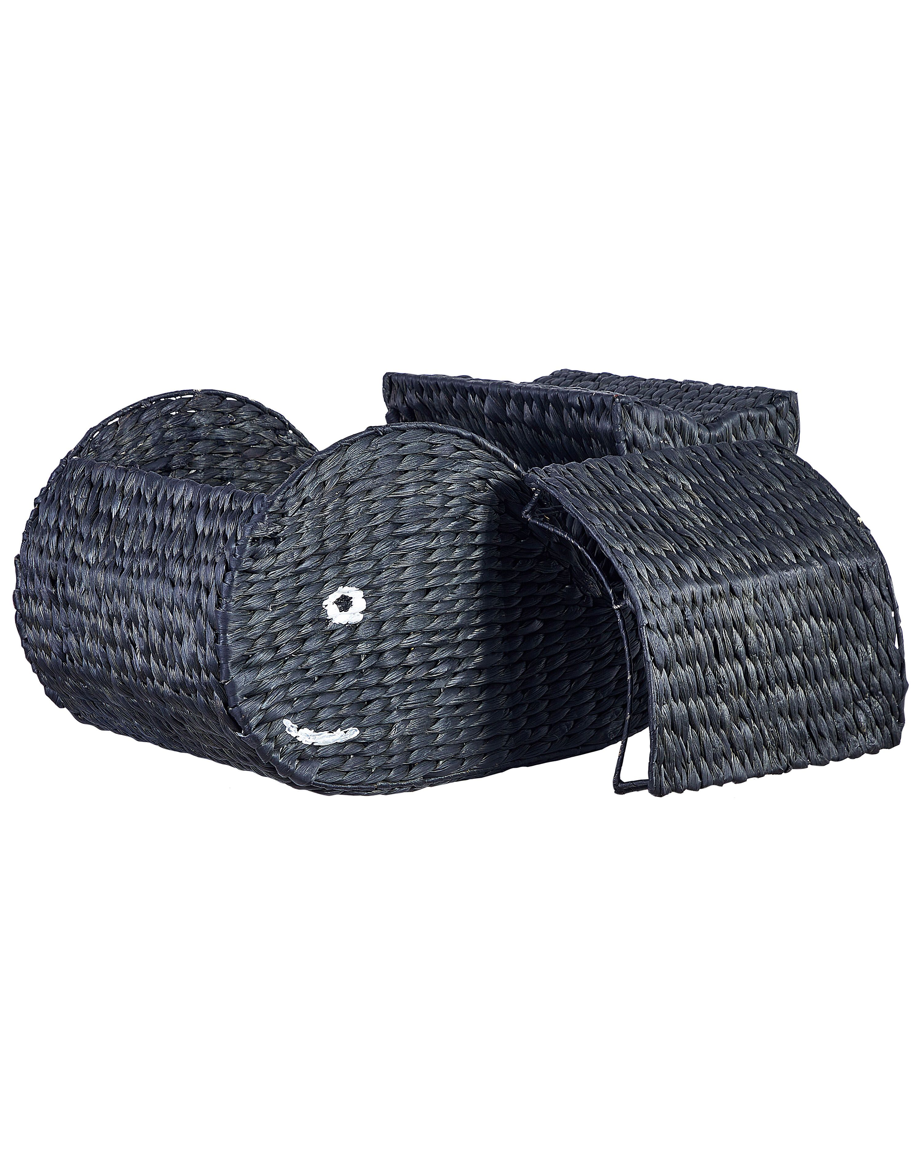 Water Hyacinth Wicker Whale Basket Black ORANIA | Beliani.co.uk