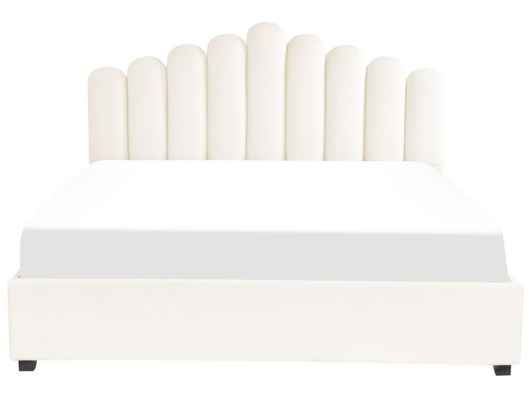Seng med opbevaring hvid velour 180 x 200 cm VINCENNES | Beliani.dk