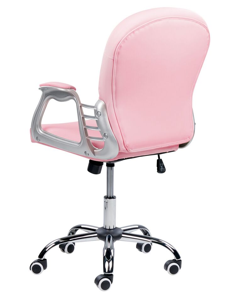 Swivel Faux Leather Office Chair Pink with Crystals PRINCESS | Beliani ...