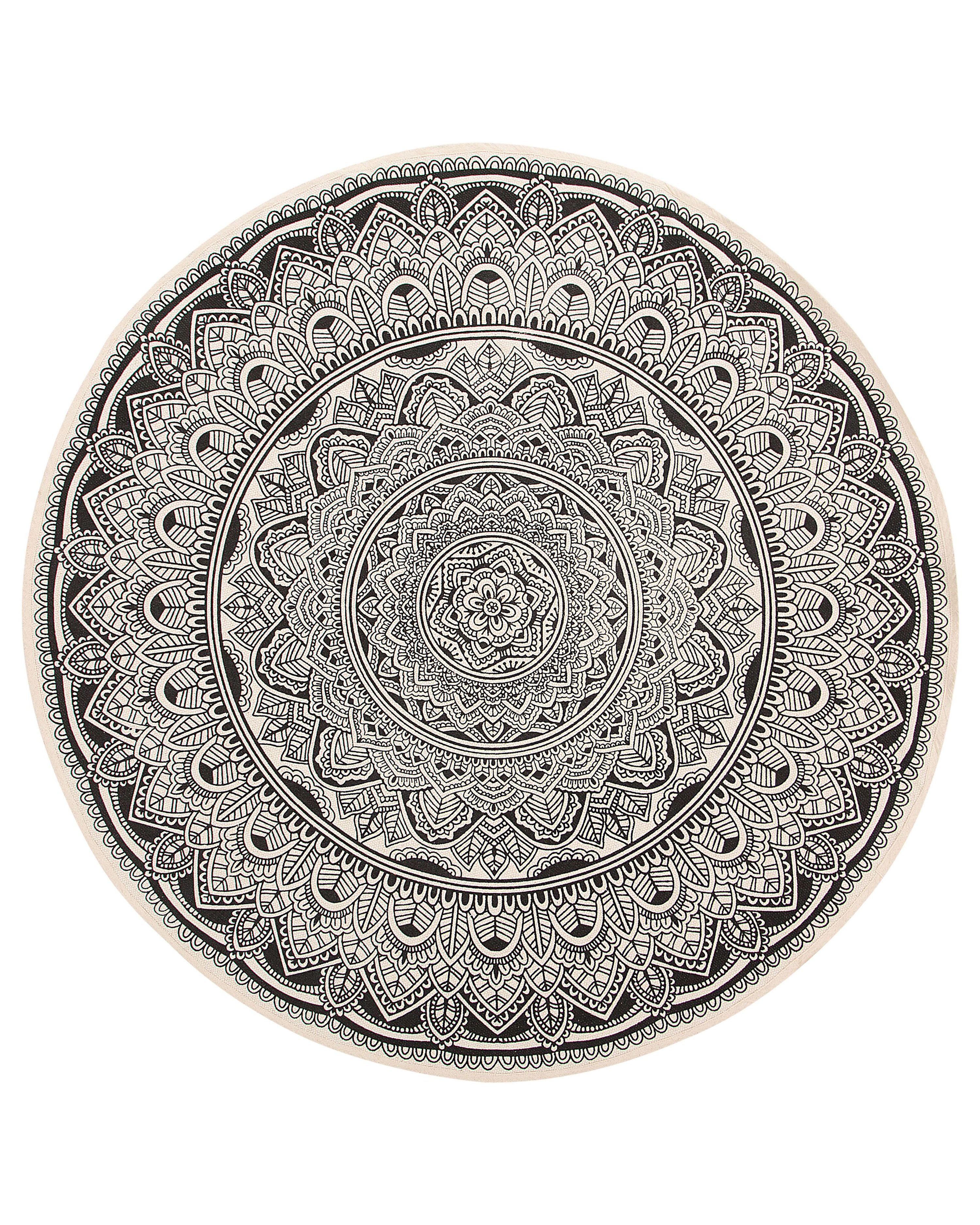 Tappeto tondo in cotone nero/crema ø 120 cm HIZAN | Beliani.it
