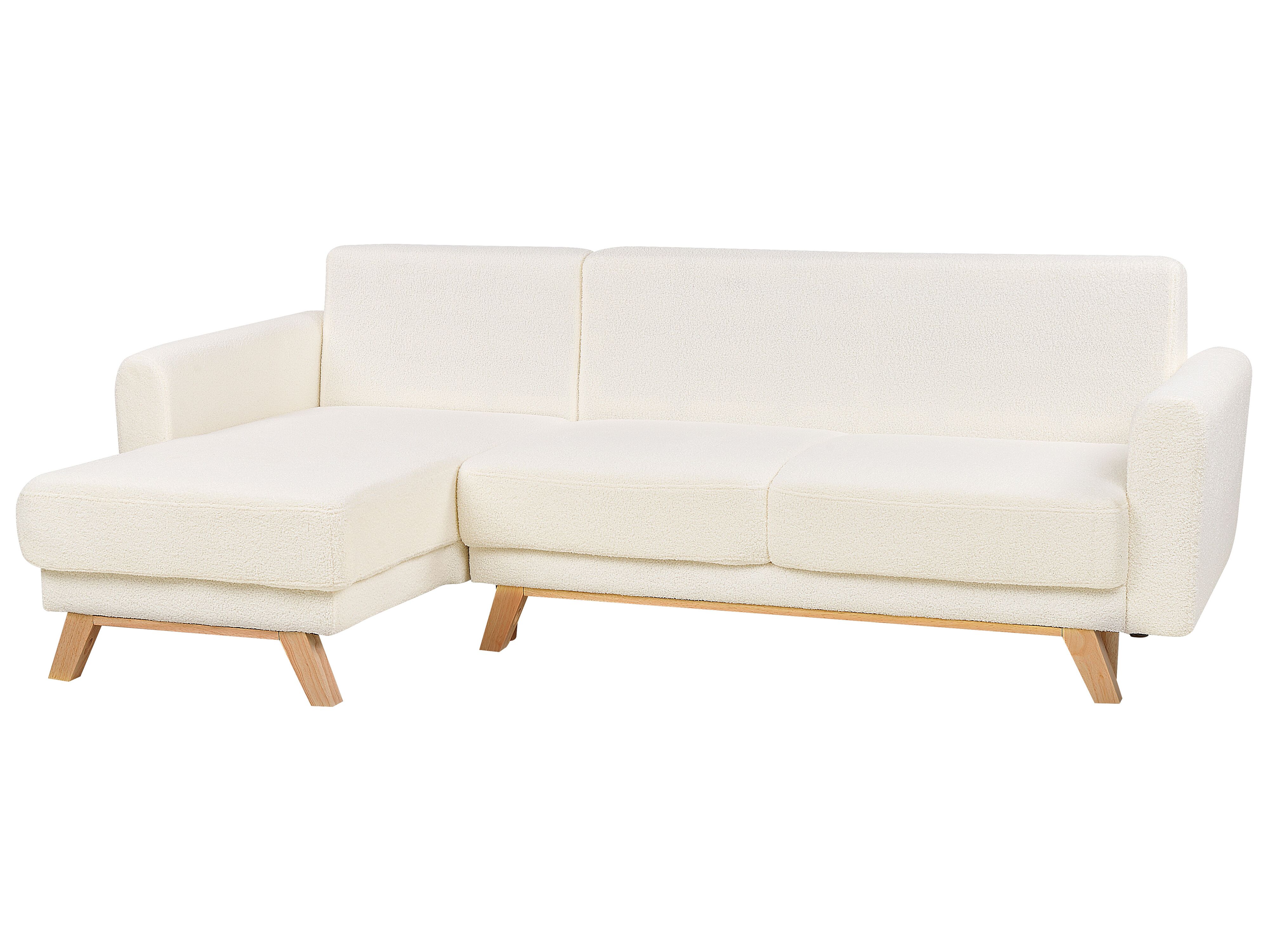 Right Hand Boucle Corner Sofa White SIRO | Beliani.co.uk