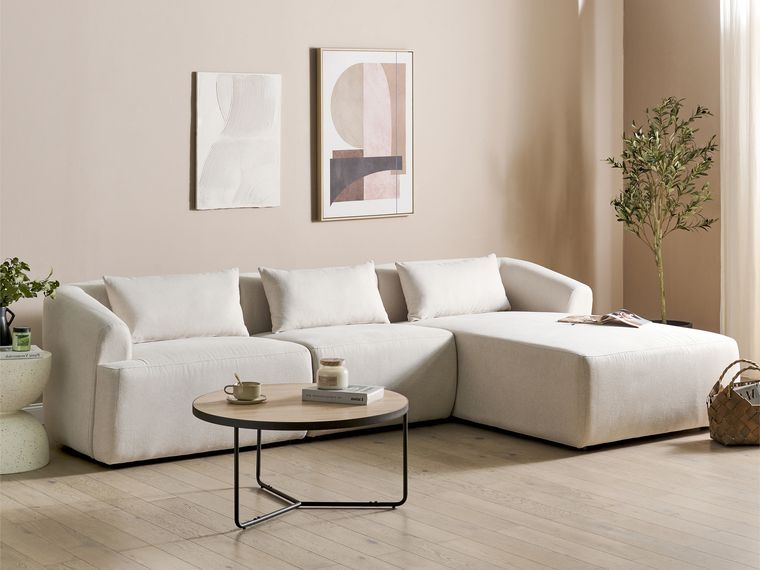 Left Hand Fabric Corner Sofa Beige SVANSELE | Beliani.co.uk