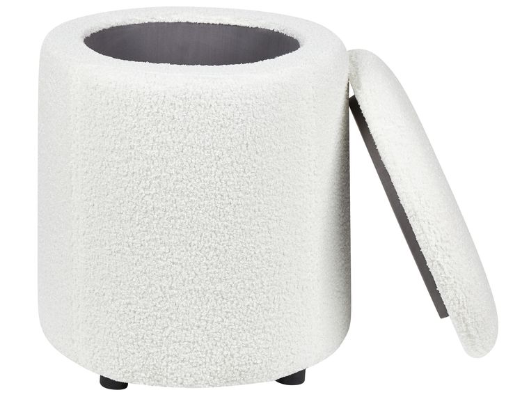 Boucle Storage Pouffe Off-White MARYLAND | Beliani.co.uk