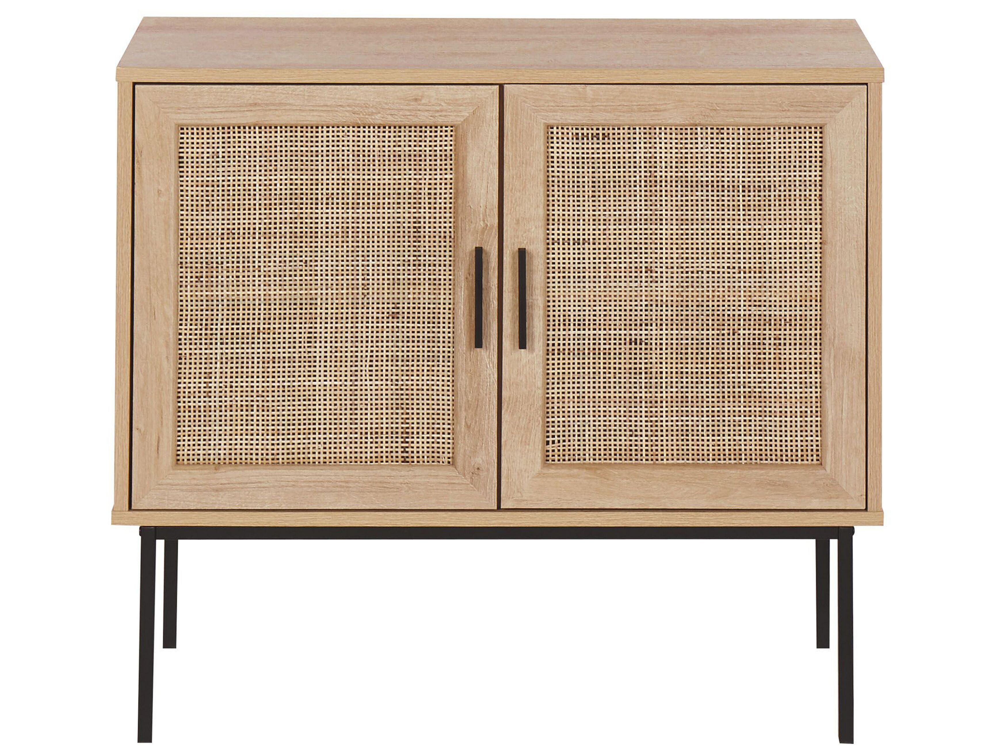 Rattan 2 Door Sideboard Light Wood PASCO | Beliani.co.uk