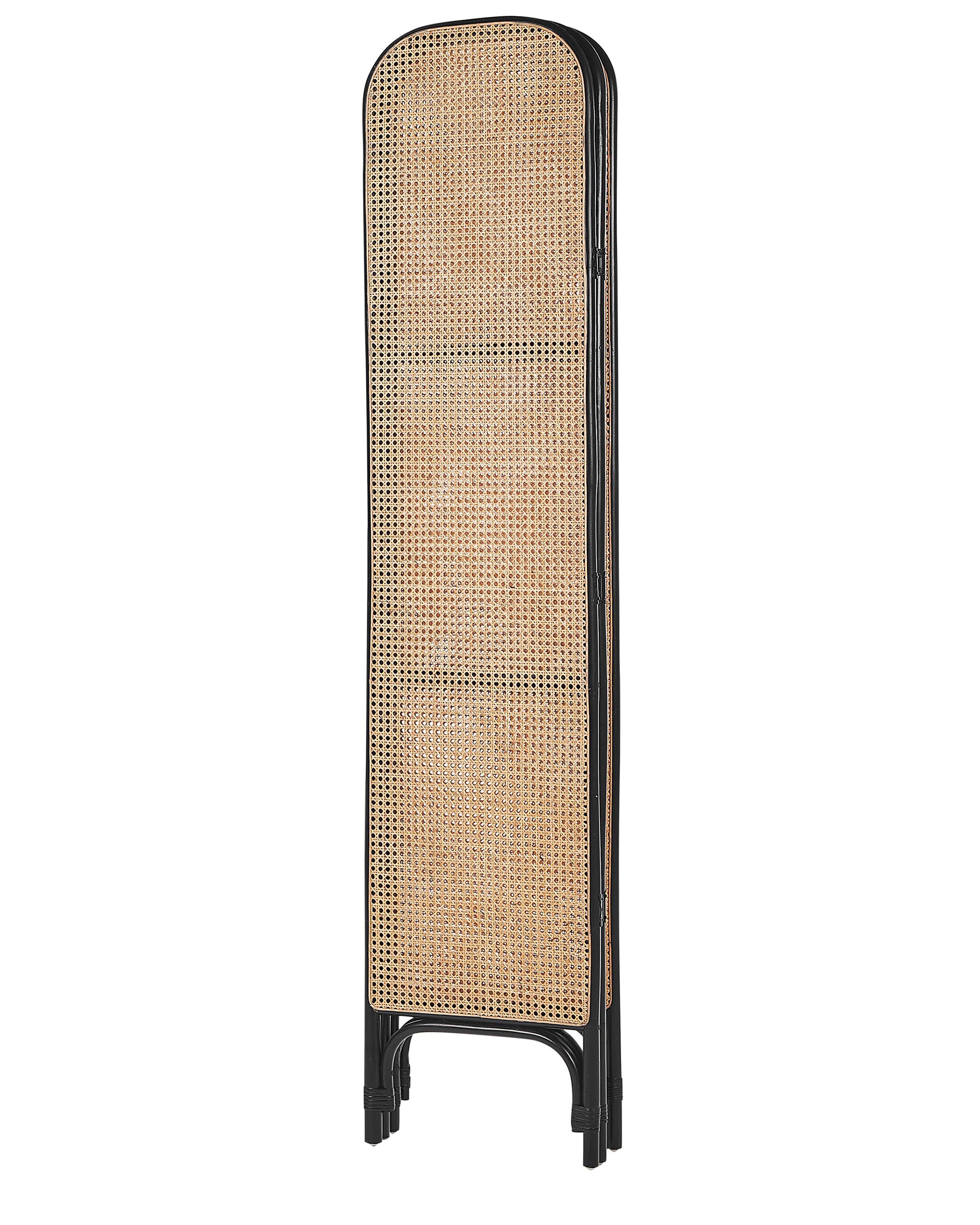 Folding Rattan 3 Panel Room Divider 105 x 180 cm Natural and Black ...