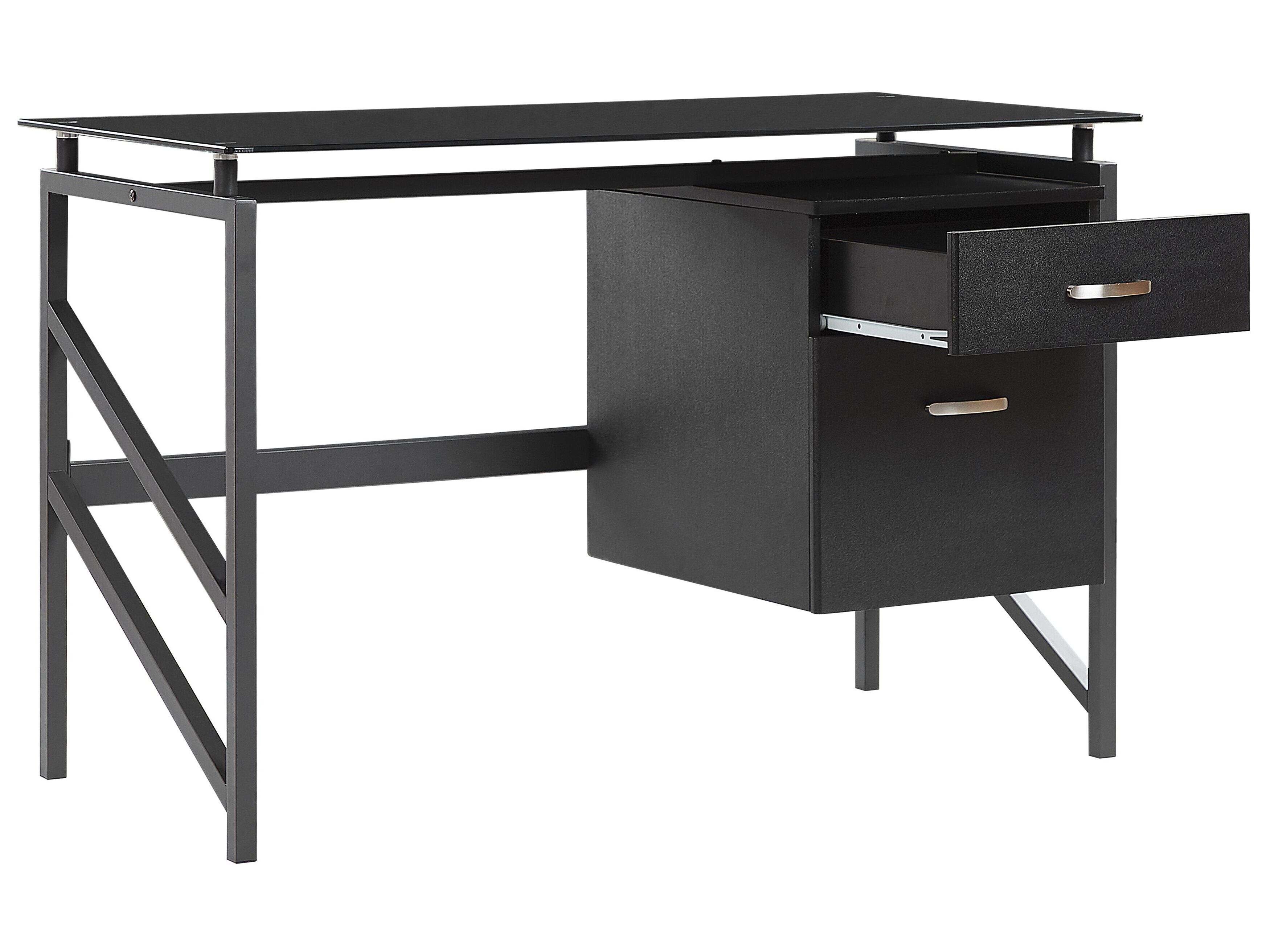 2 Drawer Home Office Desk 117 x 57 cm Black MORITON | Beliani.co.uk
