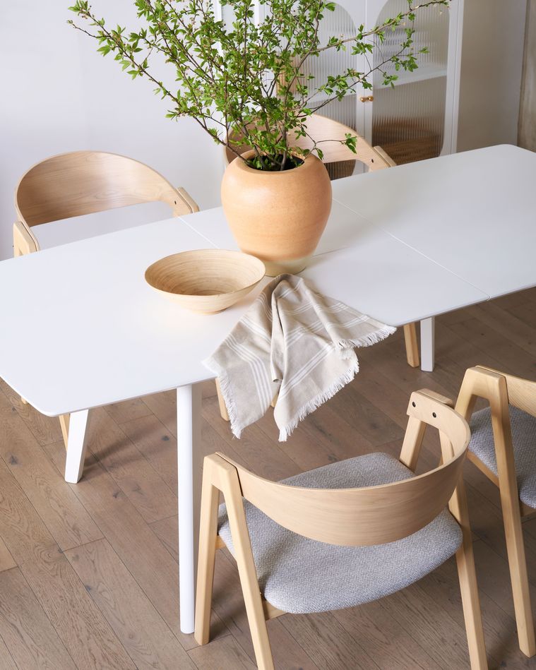 Extending Dining Table 120/160 x 80 cm White SANFORD | Beliani.co.uk