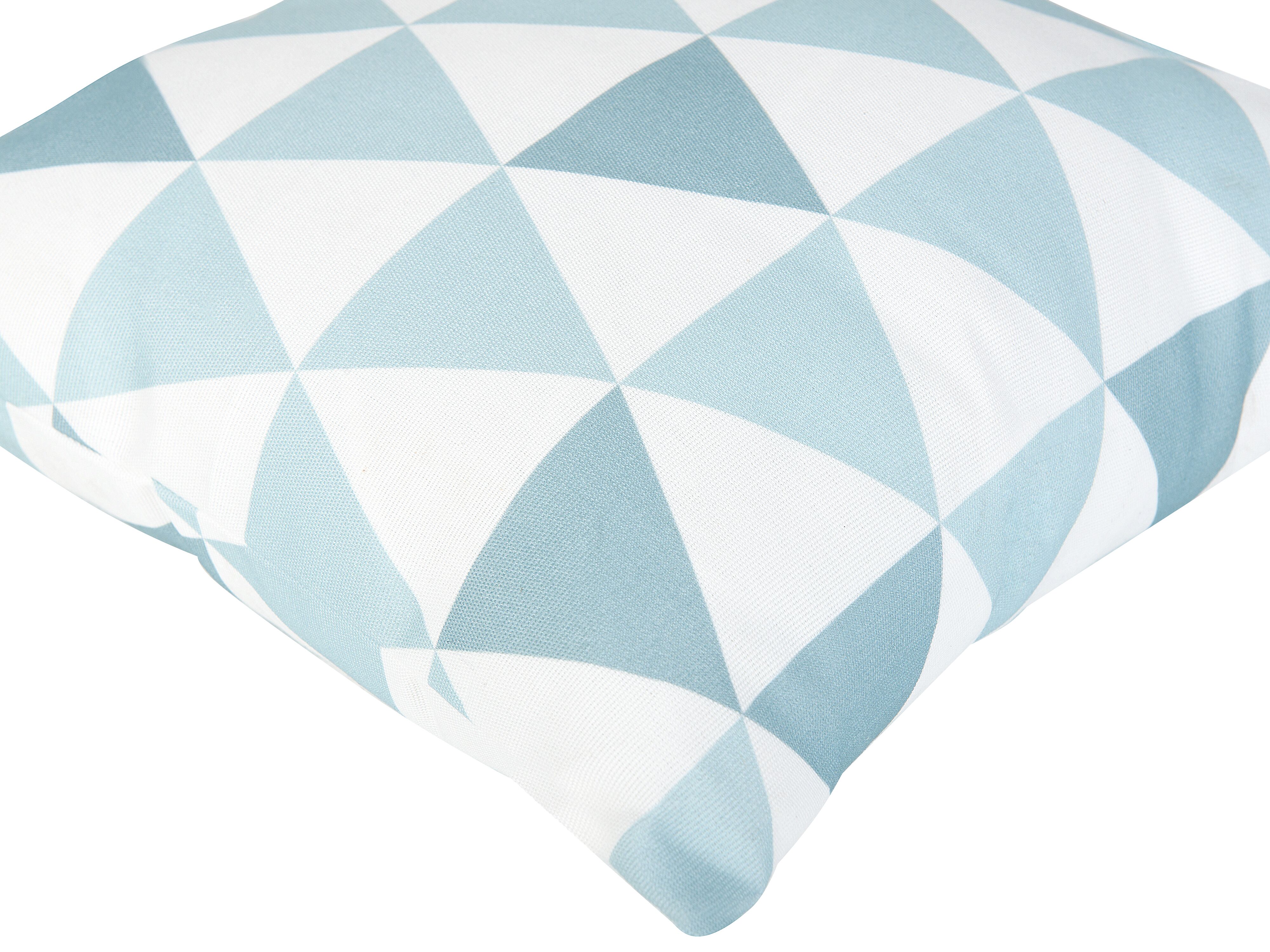 Set of 2 Outdoor Cushions Triangle Pattern 40 x 40 cm Blue and White ...