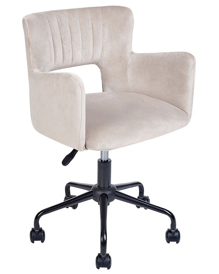 Velvet Desk Chair Taupe SANILAC | Beliani.co.uk