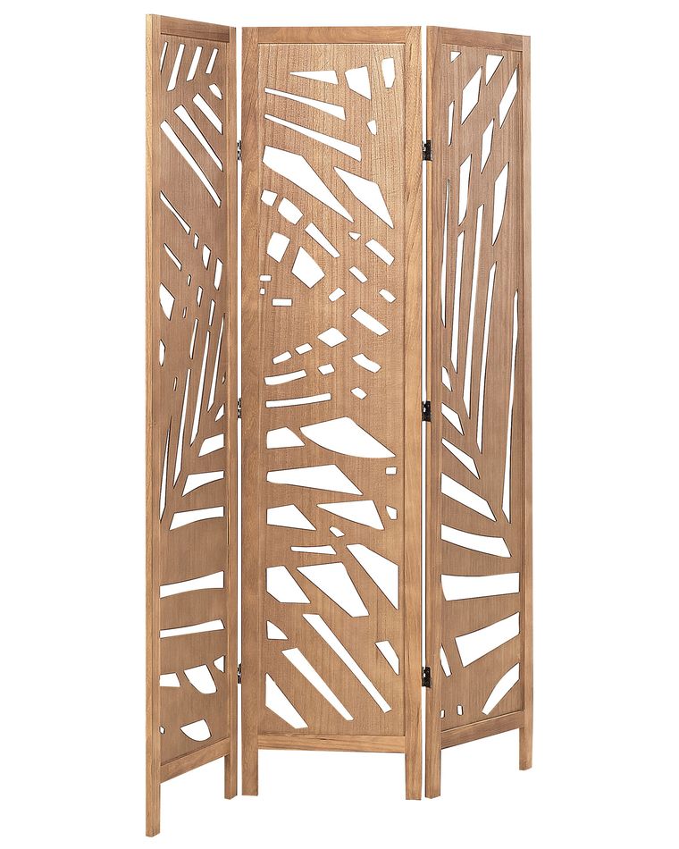 Biombo plegable 3 paneles de madera clara 170 x 122 cm VERNAGO | Beliani.es