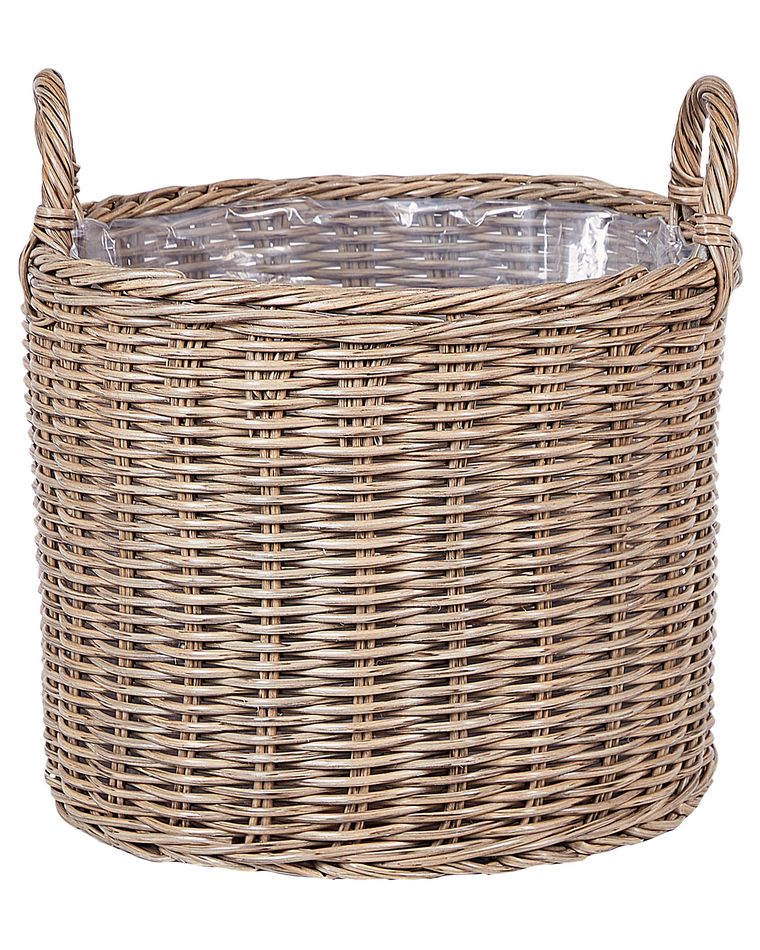 Blumenkorb 3er Set Rattan hellbraun rund PENDULA | Beliani.de