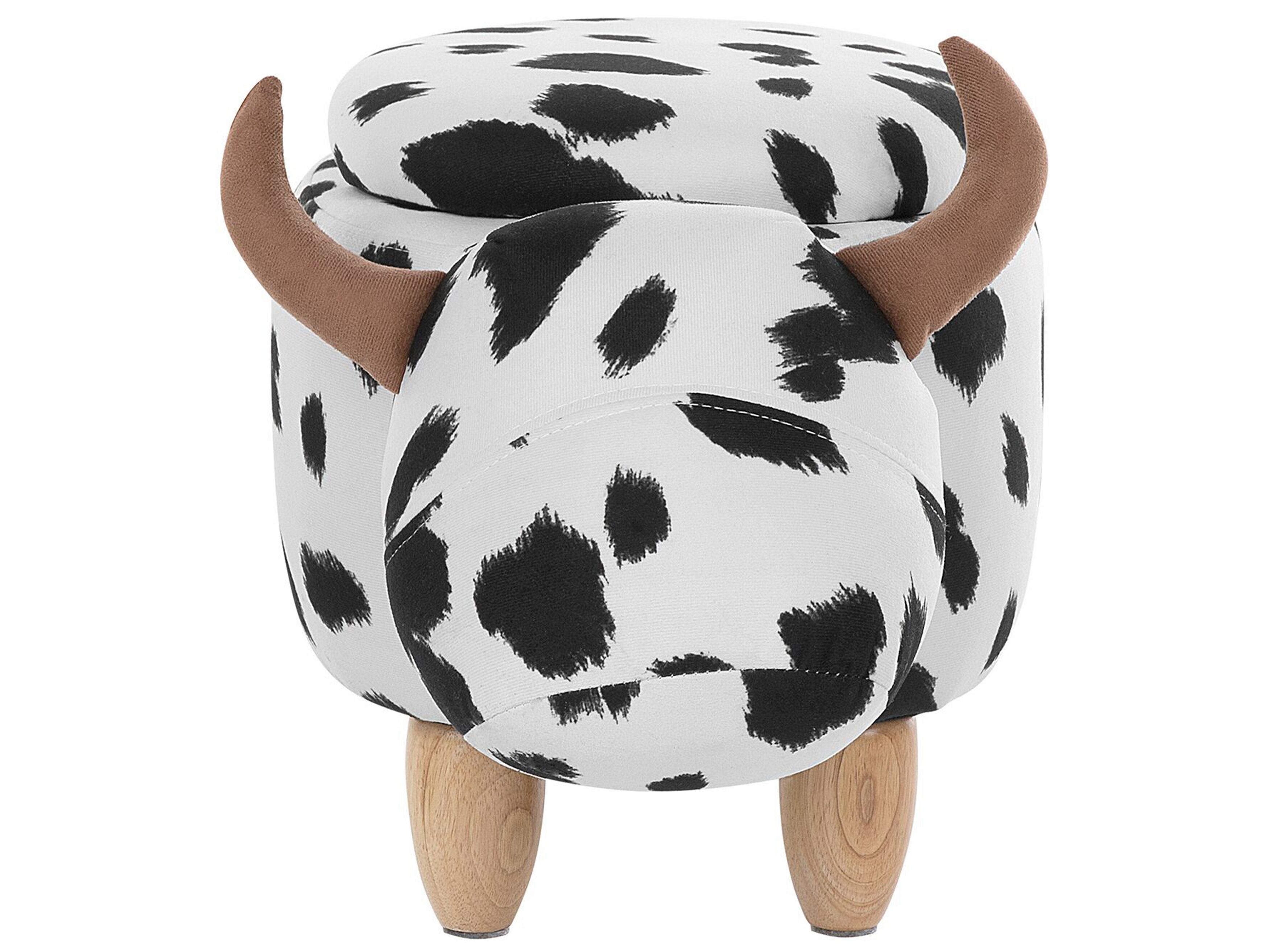 Fabric Storage Animal Stool Black and White COW | Beliani.co.uk