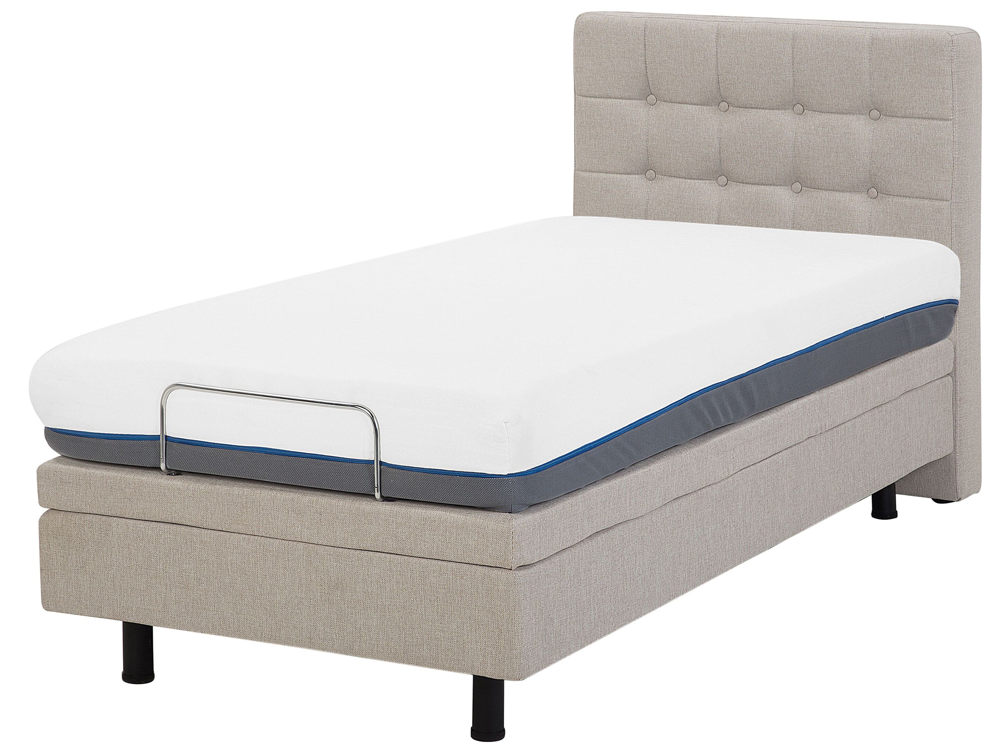 Fabric EU Small Single Adjustable Bed Beige DUKE | Beliani.co.uk