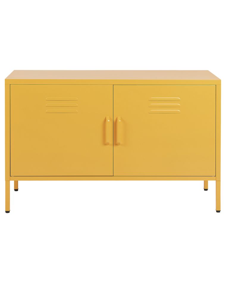 2 Door Metal Sideboard Yellow URIA | Beliani.co.uk