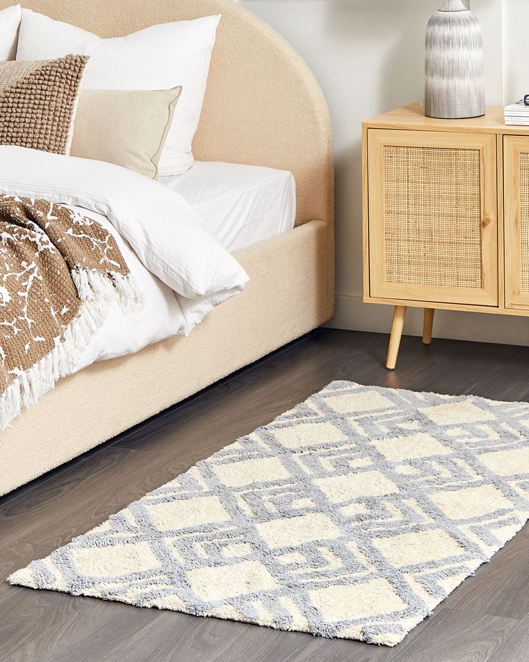 Cotton Area Rug 80 x 150 cm Beige and Grey NEVSEHIR | Beliani.co.uk