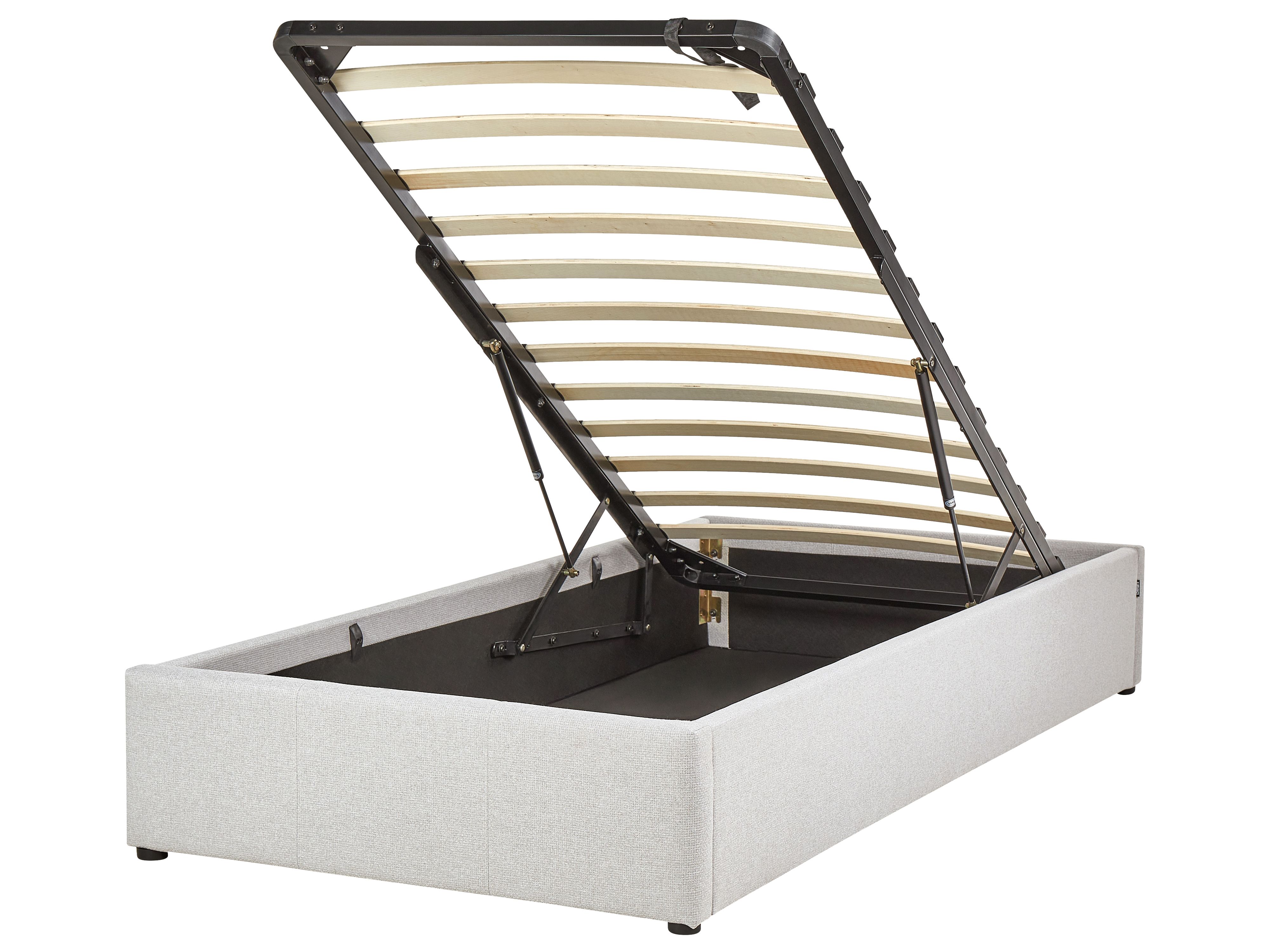 Sommier de solteiro com arrumação em tecido cinzento claro 90 x 200 cm ...