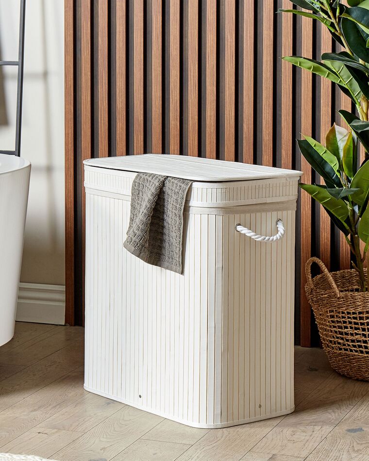 Korb mit Deckel Bambusholz weiß rechteckig KALTHOTA | Beliani.at