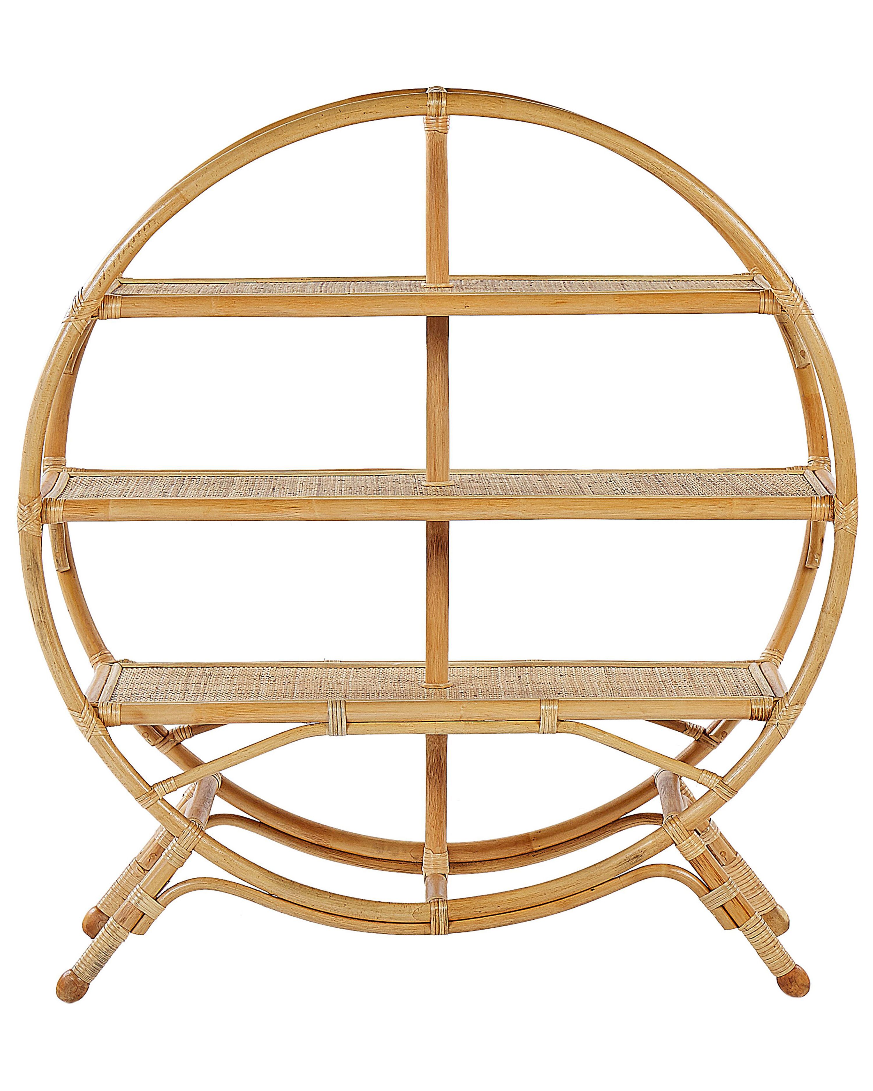 Round 3 Tier Rattan Bookcase Natural TUVALU II | Beliani.co.uk