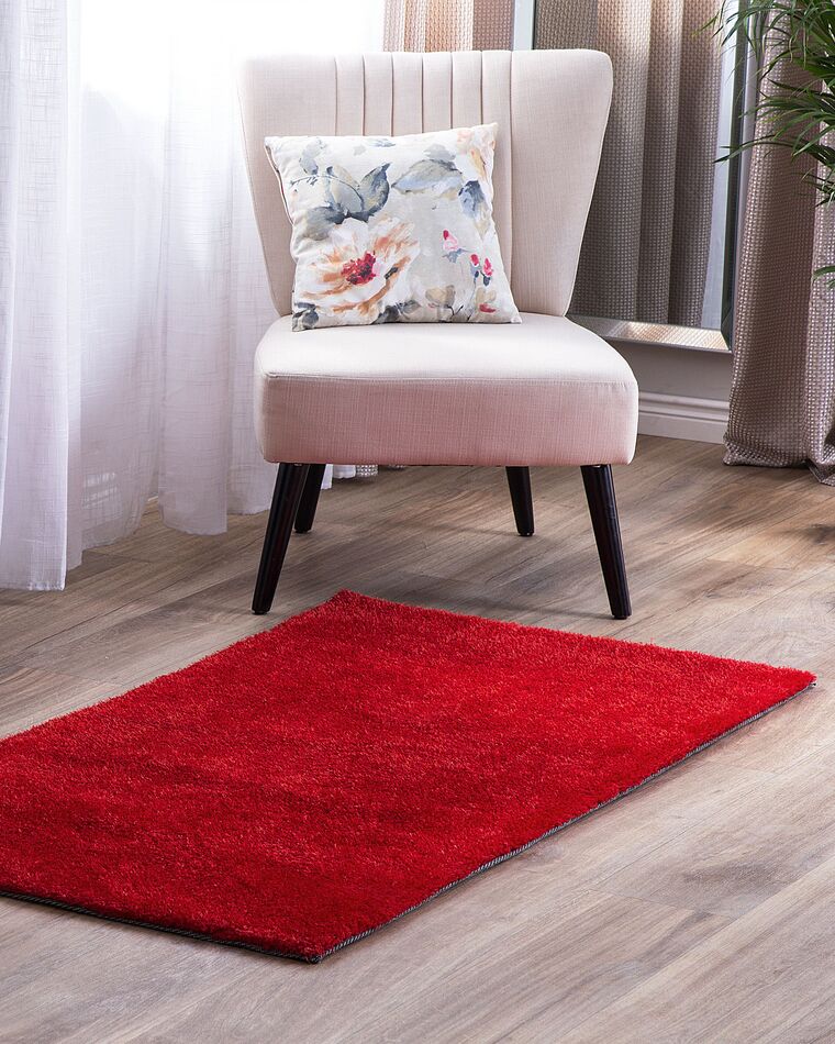 Shaggy Area Rug 80 x 150 cm Red DEMRE | Beliani.co.uk