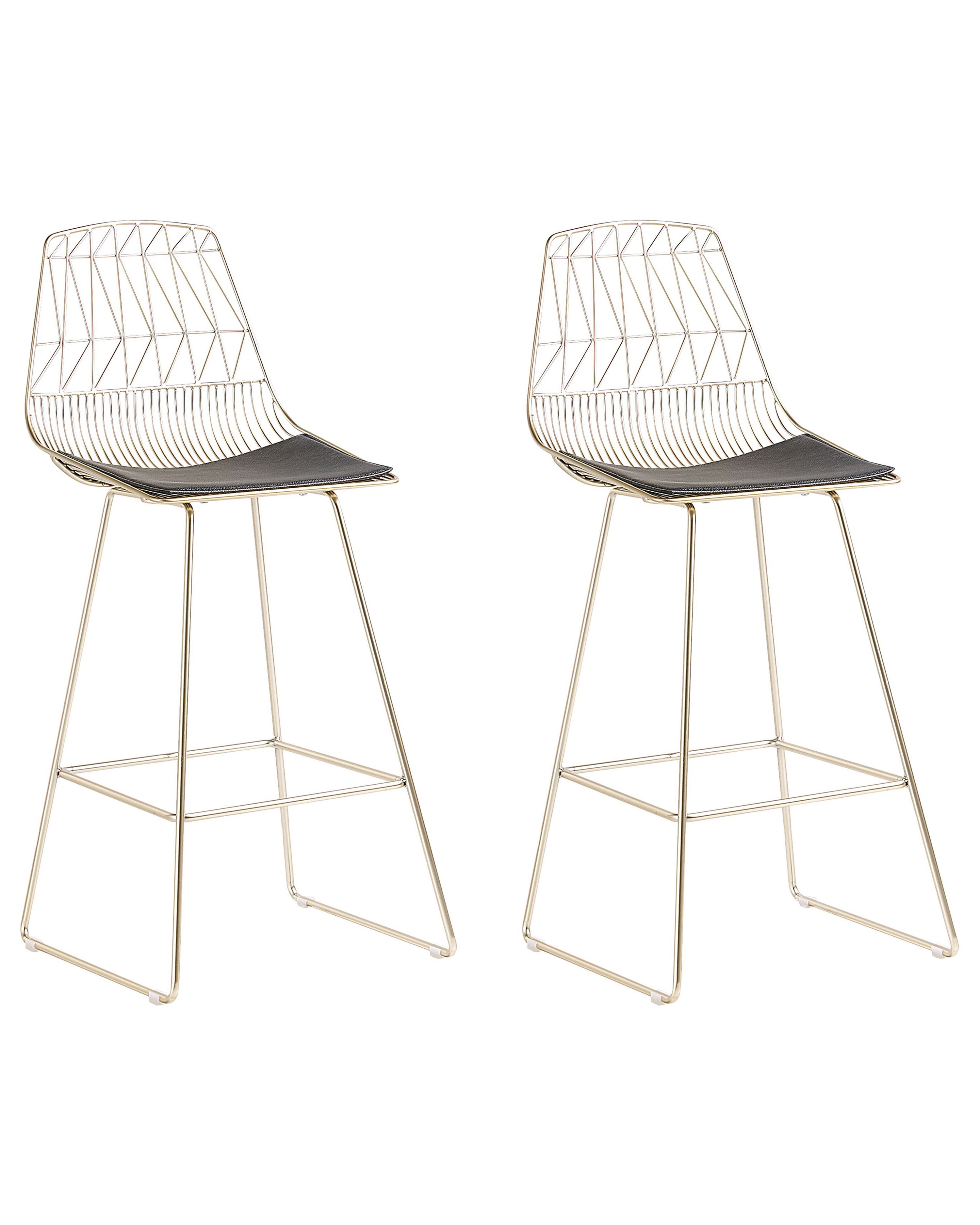 Set of 2 Metal Bar Chairs Gold PRESTON | Beliani.co.uk