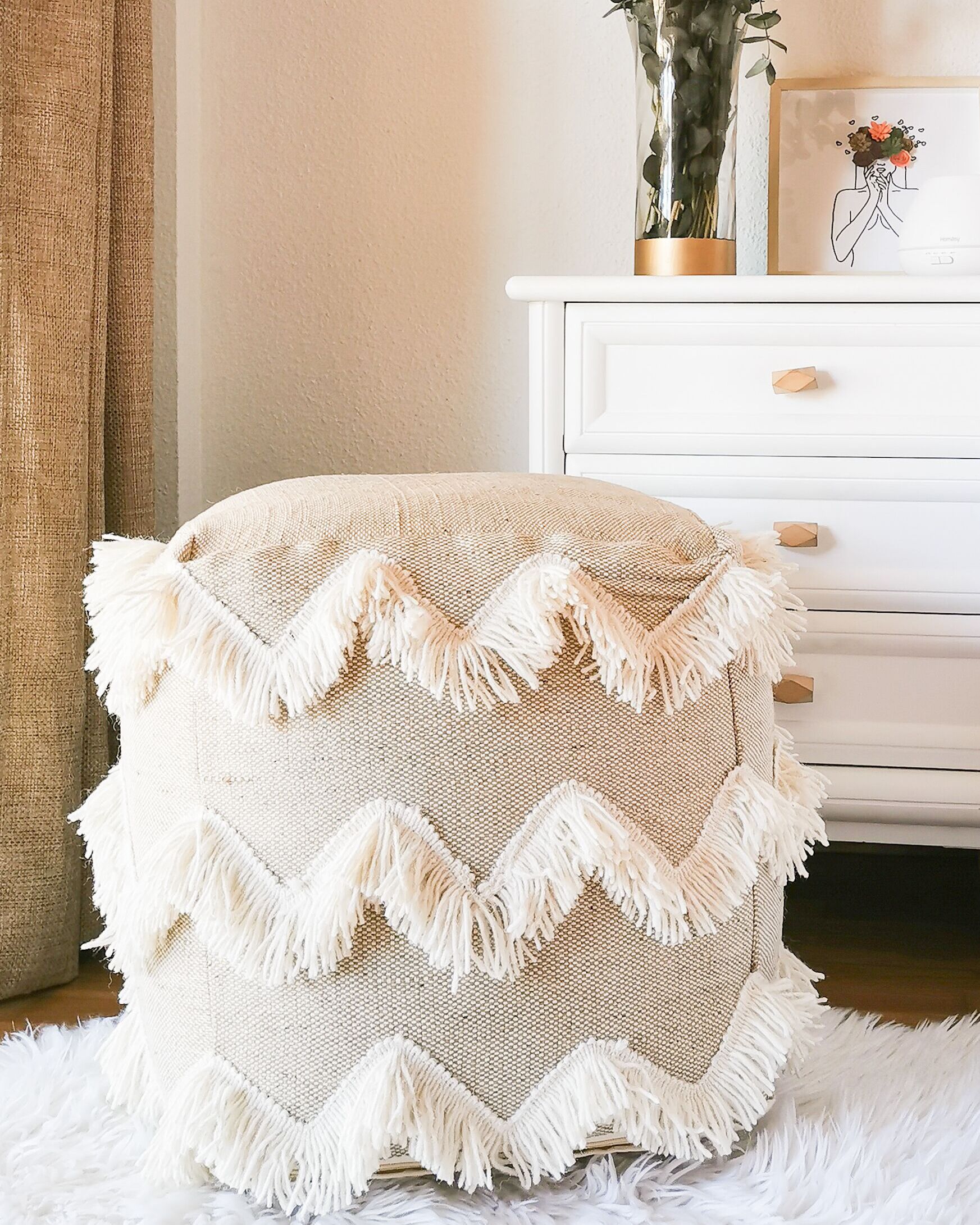 Pouffe Beige NASHIK | Beliani.co.uk