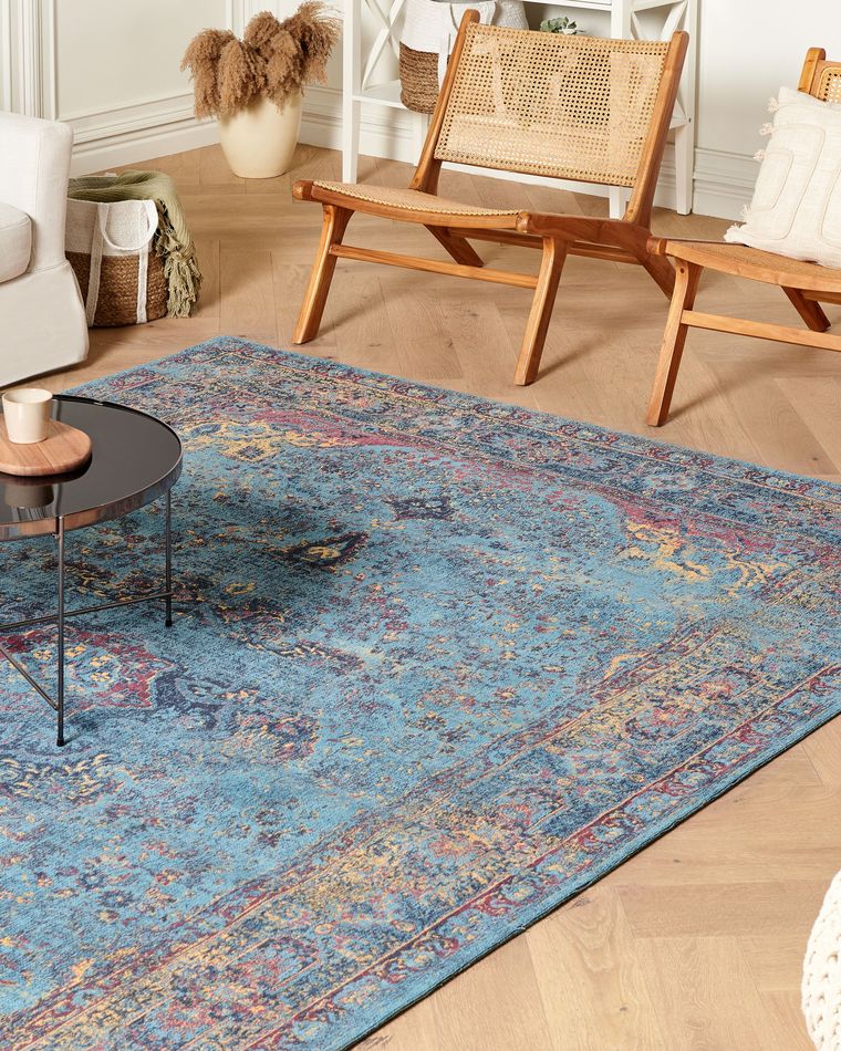 Cotton Area Rug 200 x 300 cm Blue KANSU | Beliani.co.uk