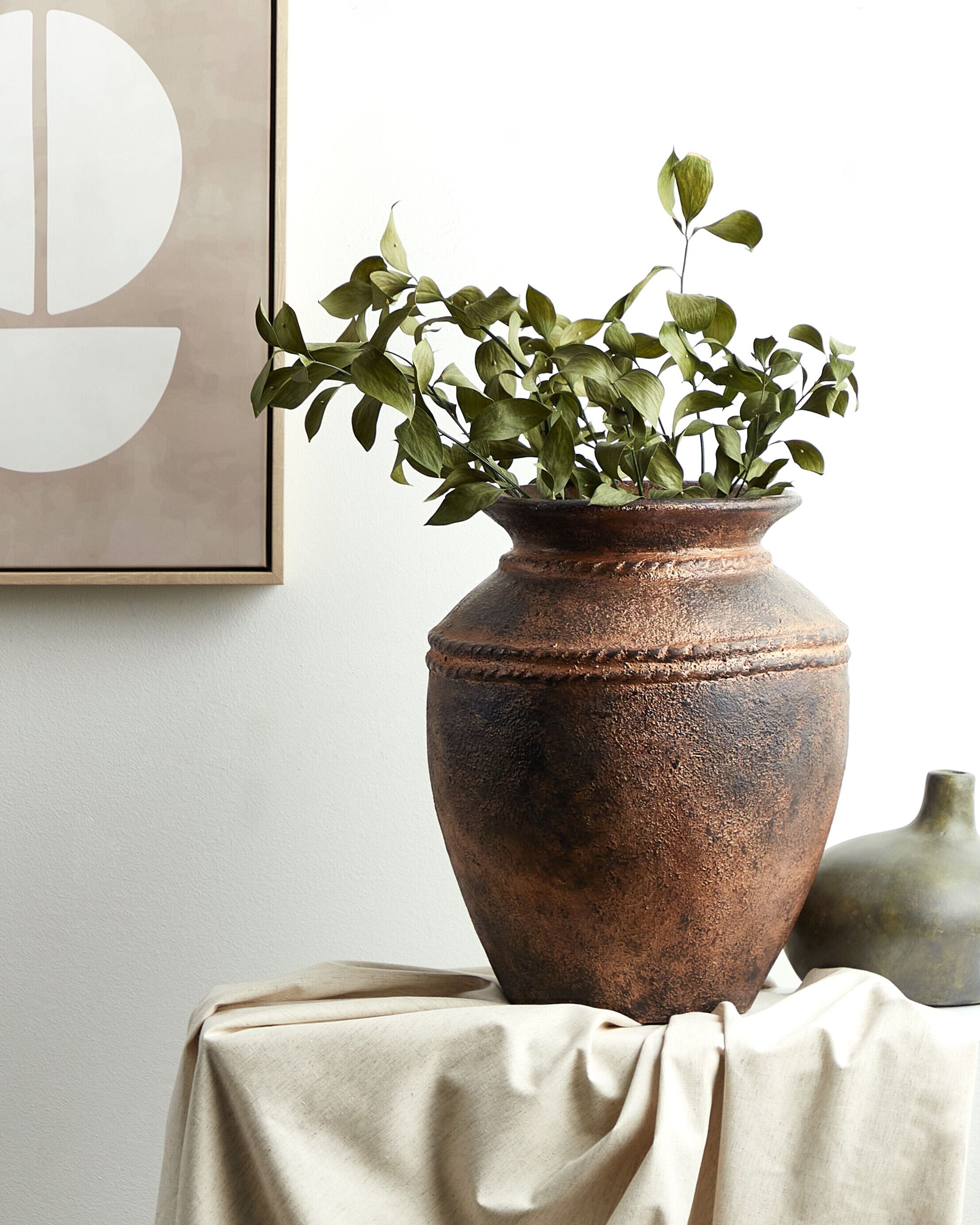 Terracotta Decorative Vase 40 cm Distressed Copper PUCHONG | Beliani.co.uk
