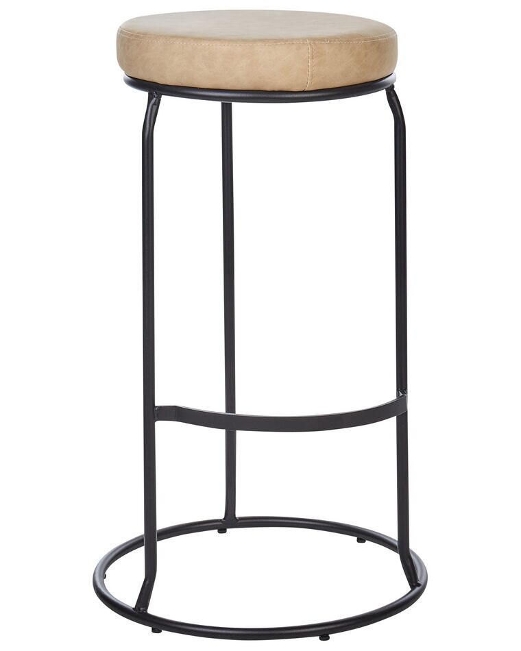 Barhocker Kunstleder beige 2er Set MILROY | Beliani.de