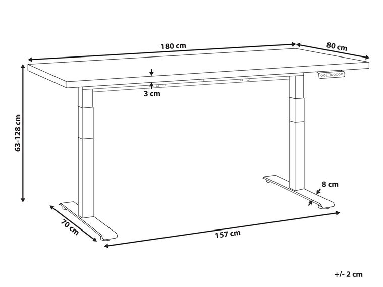 Elektricky nastaviteľný písací stôl 180 x 80 cm čierna/biela DESTINES ...