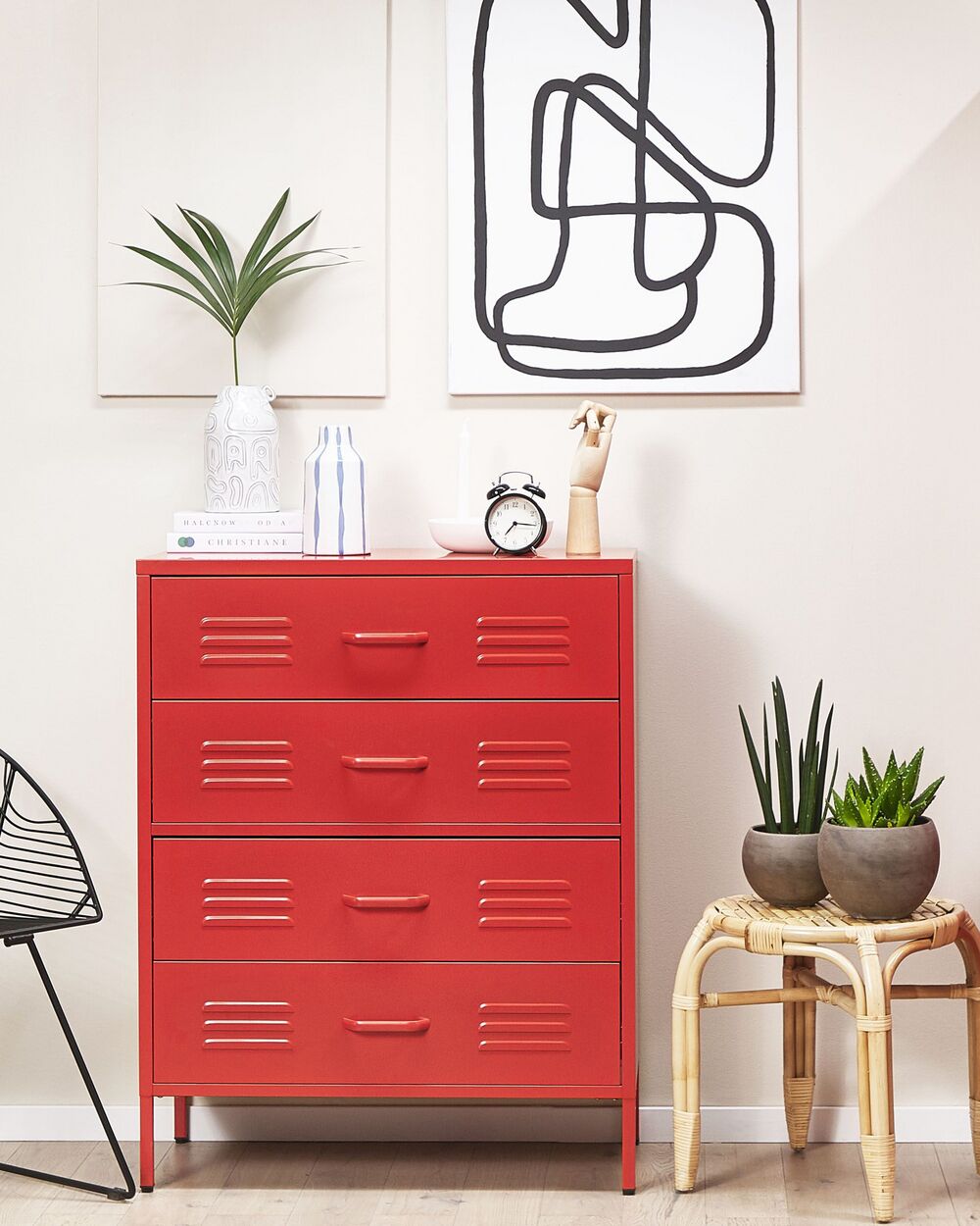 4 Drawer Metal Chest Red ENAGO | Beliani.sk
