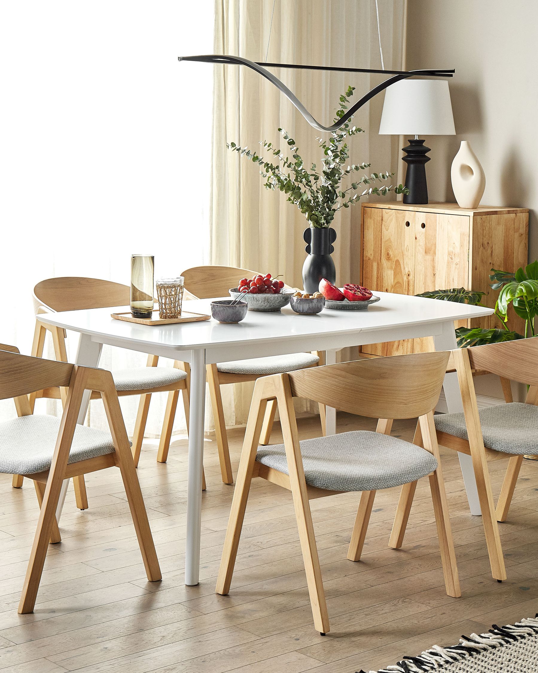 Extending Dining Table 150/195 x 90 cm White SANFORD | Beliani.co.uk