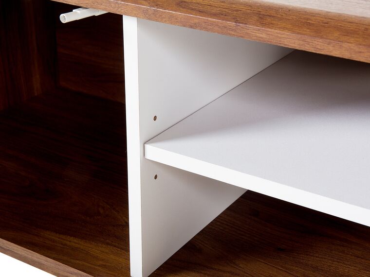 TV Stand Dark Wood with White ROCHESTER | Beliani.nl