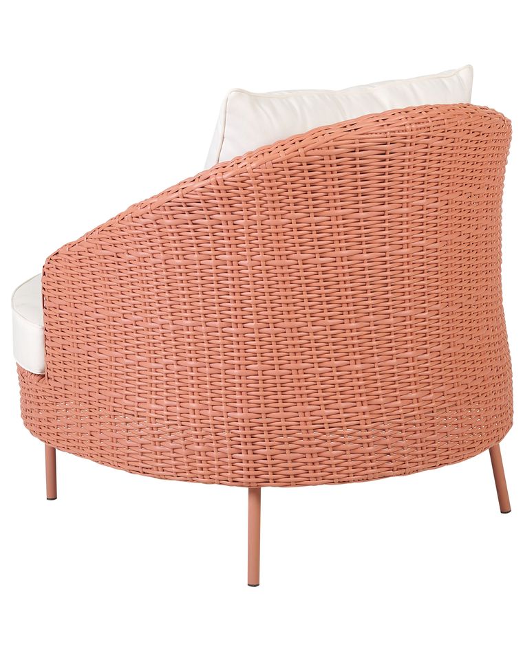 PE Rattan Garden Armchair with Ottoman Pink ARCILLE | Beliani.co.uk