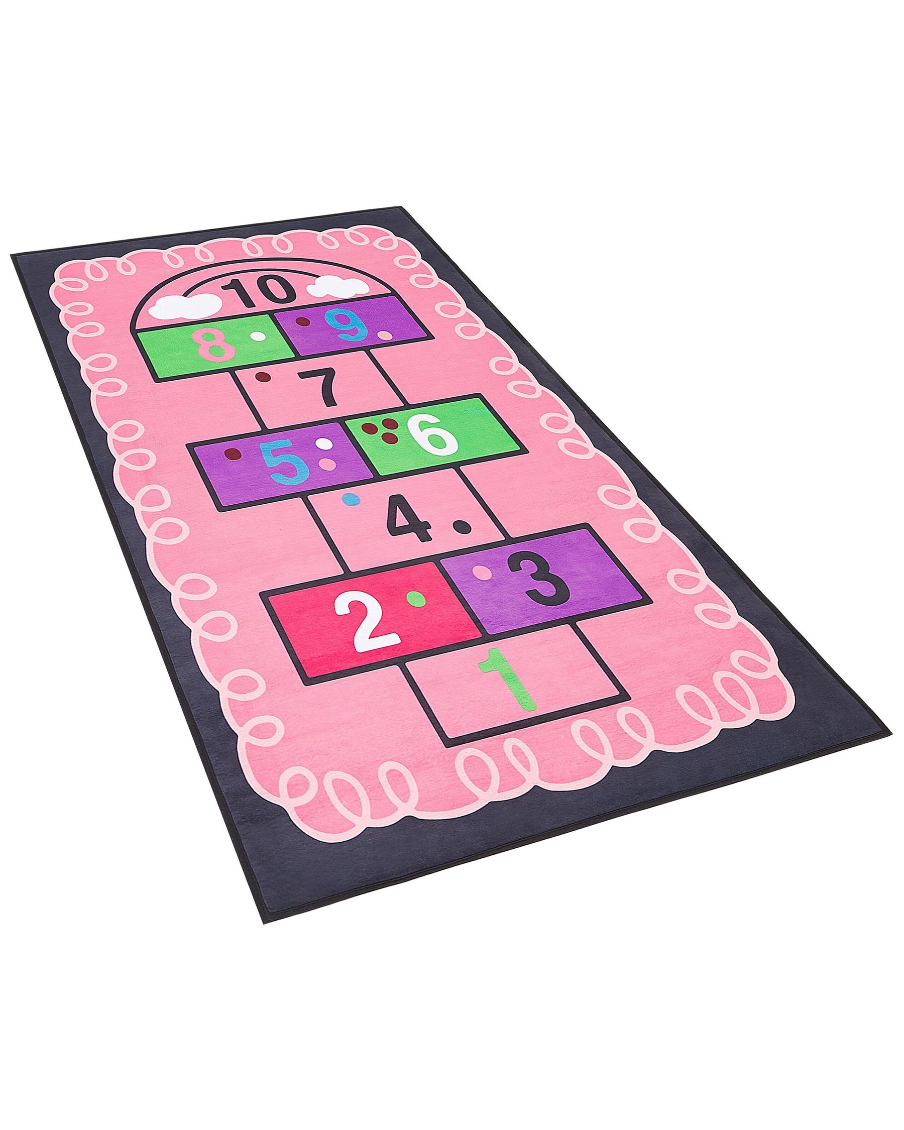 Kids Rug Hopscotch Print 80 x 150 cm Pink HONAZ | Beliani.co.uk