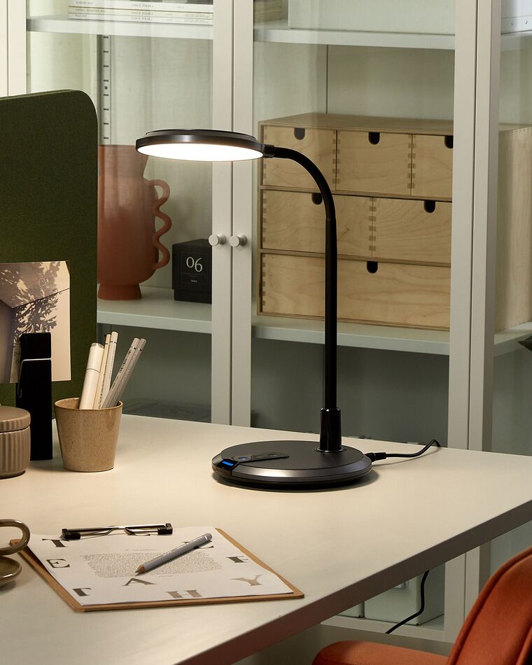 LED Desk Lamp Silver and Black COLUMBA | Beliani.co.uk