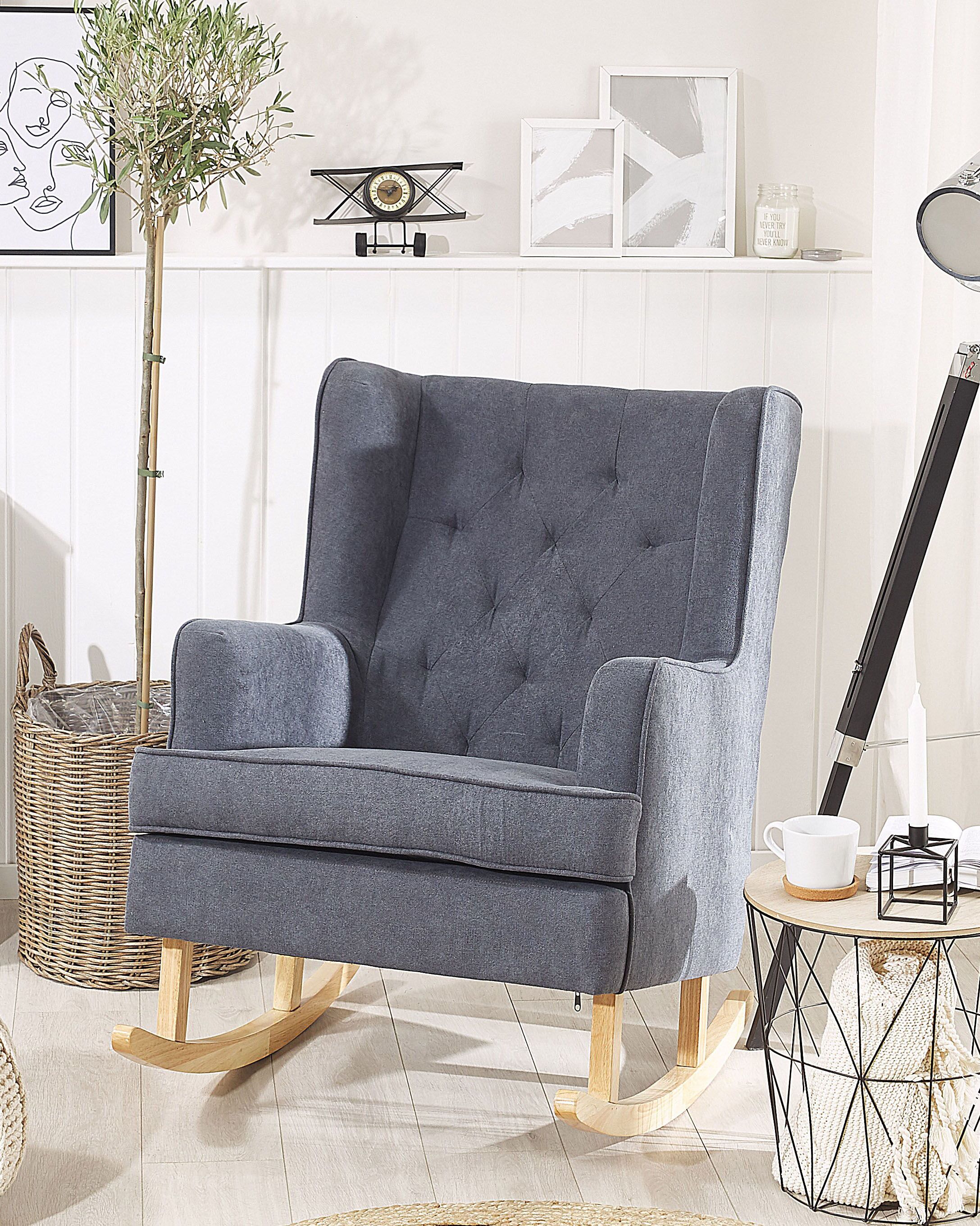 Fabric Rocking Chair Grey TRONDHEIM II | Beliani.co.uk
