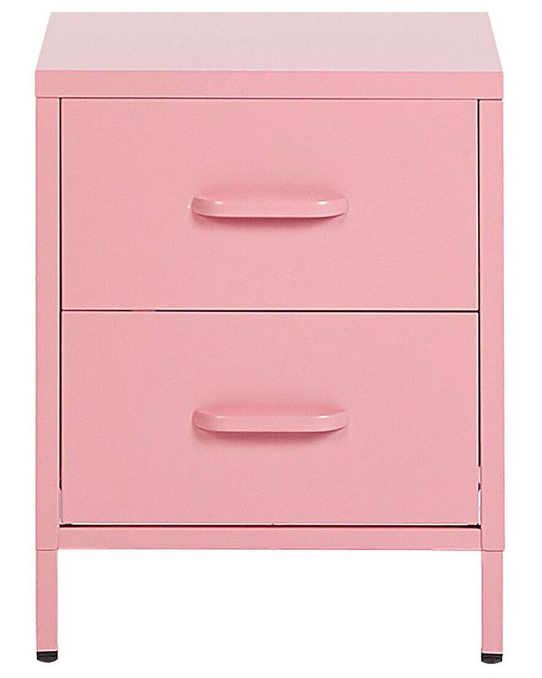 2 Drawer Steel Bedside Table Pink MALAVI | Beliani.co.uk